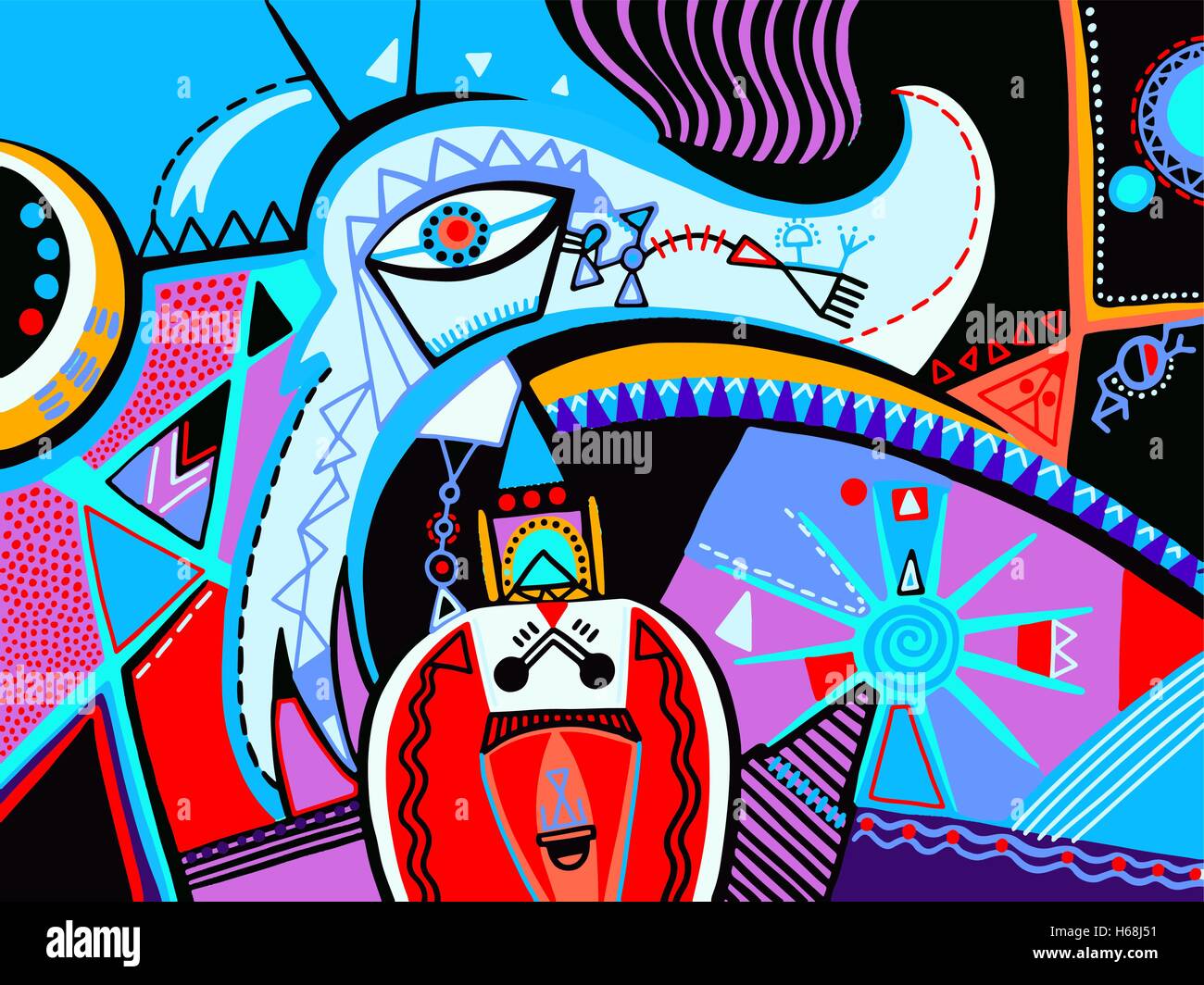 original abstract digital contemporary art vibrant colorful geom Stock ...