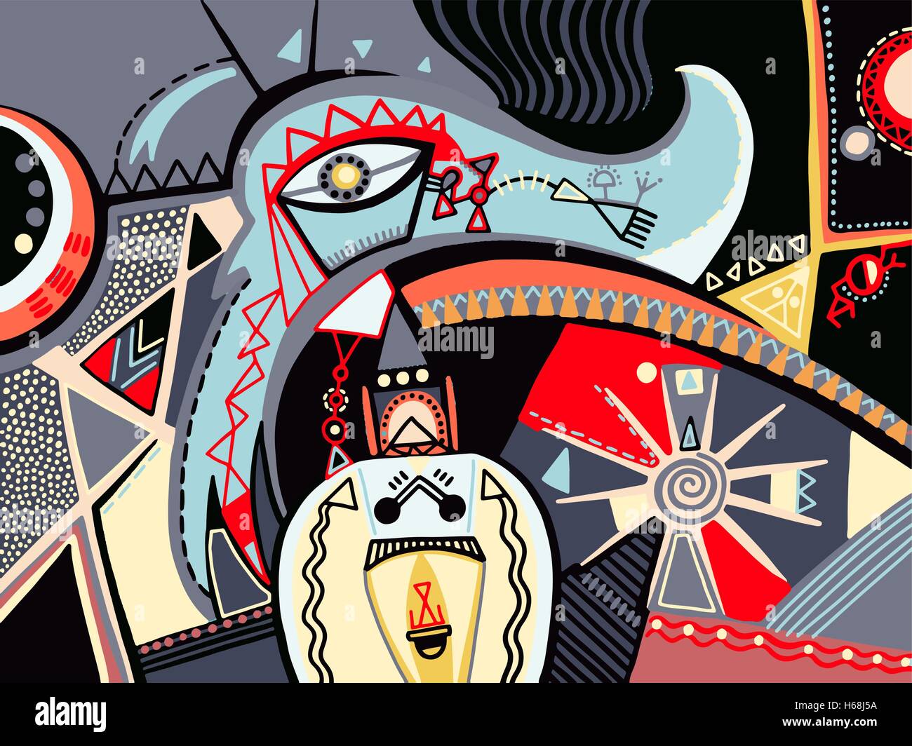 original abstract digital contemporary art vibrant colorful geom Stock ...