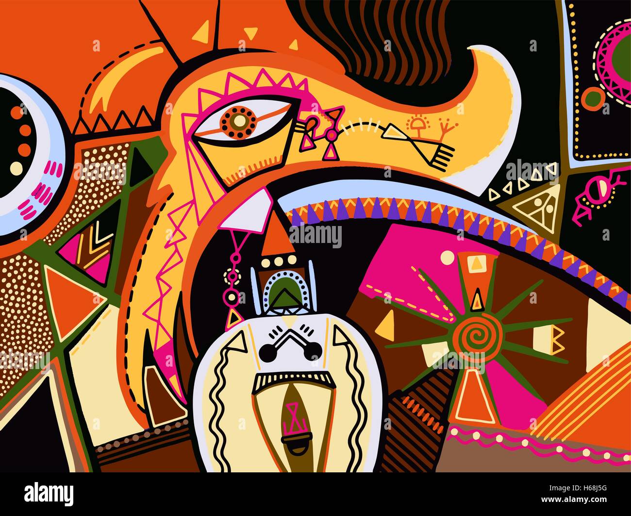 original abstract digital contemporary art vibrant colorful geom Stock ...