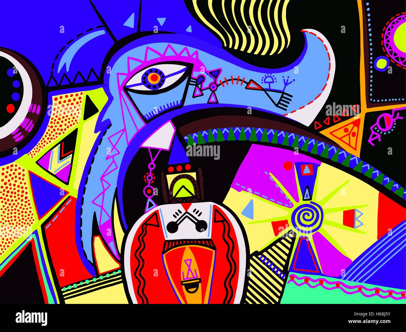 original abstract digital contemporary art vibrant colorful geom Stock ...