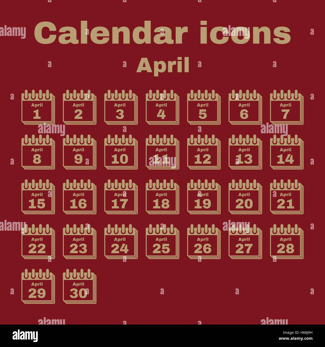 The calendar icon. April symbol. Flat Stock Vector Image & Art - Alamy