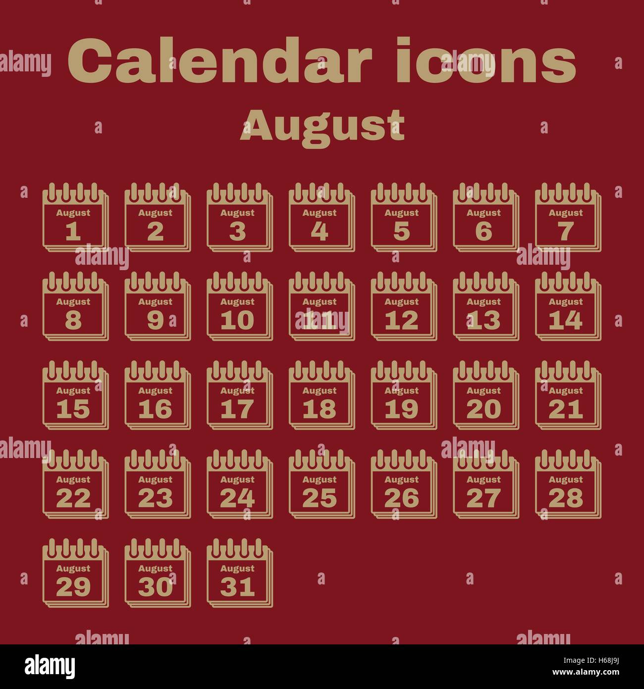 August calendar icon hi-res stock photography and images - Alamy