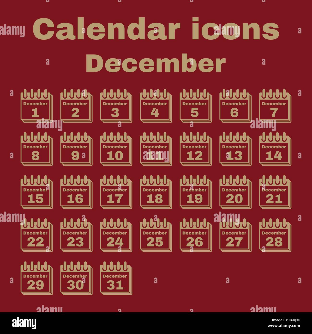 The calendar icon. December symbol. Flat Stock Vector Image & Art - Alamy
