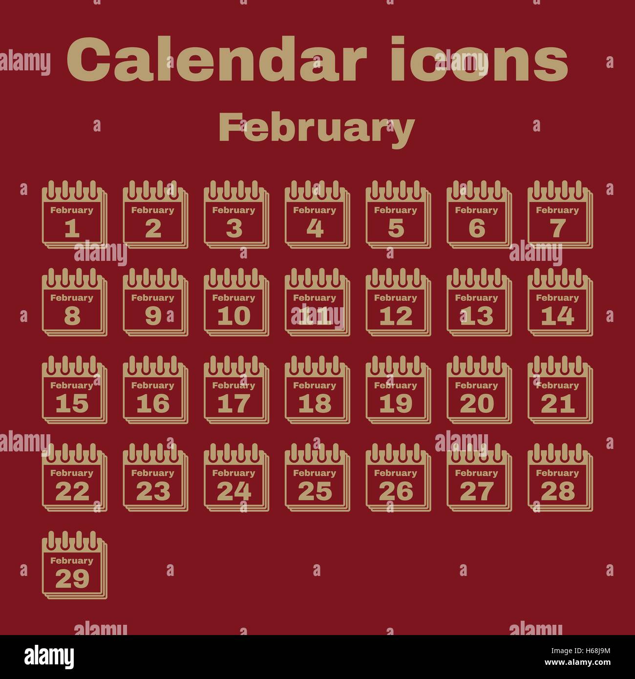 The calendar icon. February symbol. Flat Stock Vector Image & Art - Alamy