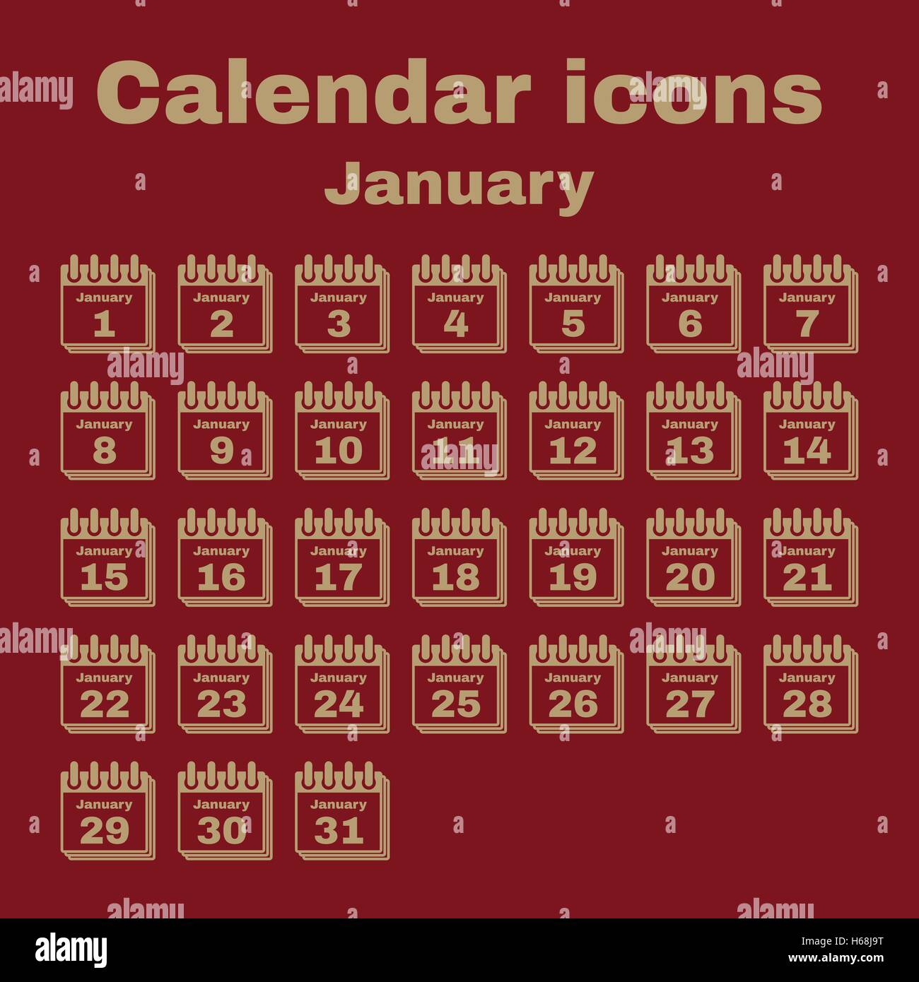 The calendar icon. January symbol. Flat Stock Vector Image & Art - Alamy