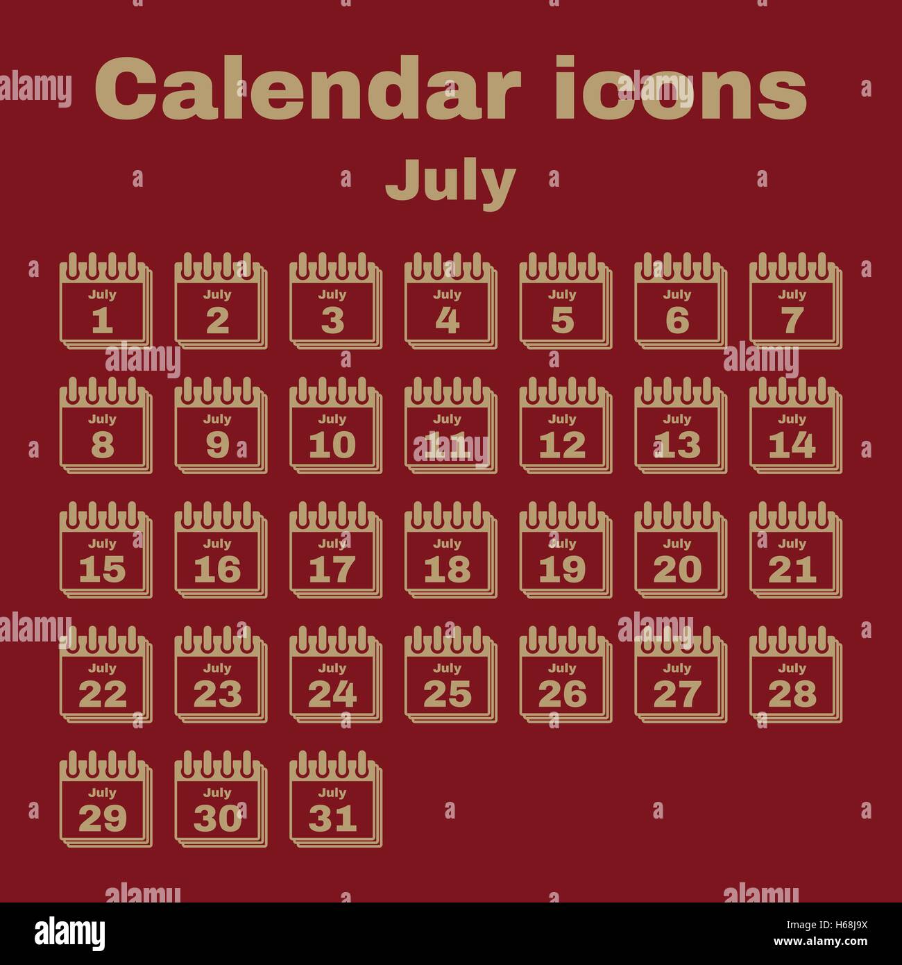 The calendar icon. July symbol. Flat Stock Vector Image & Art - Alamy