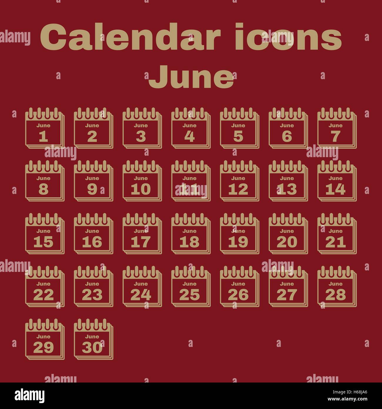 The calendar icon. June symbol. Flat Stock Vector Image & Art - Alamy