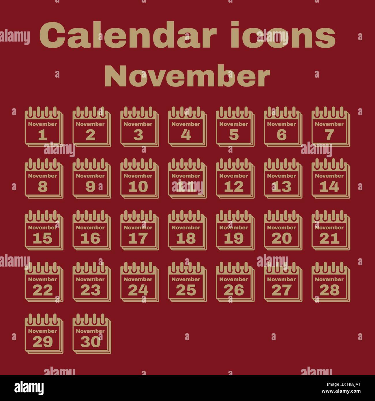 The calendar icon. November symbol. Flat Stock Vector Image & Art - Alamy