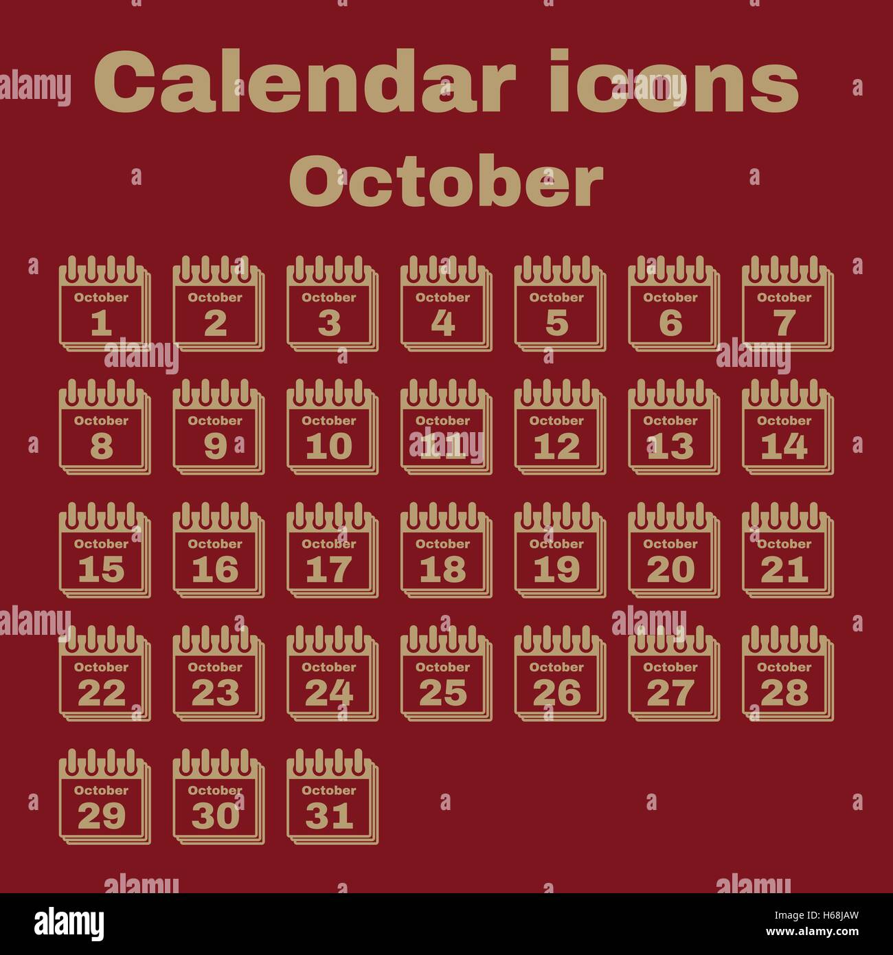 The calendar icon. October symbol. Flat Stock Vector Image & Art - Alamy
