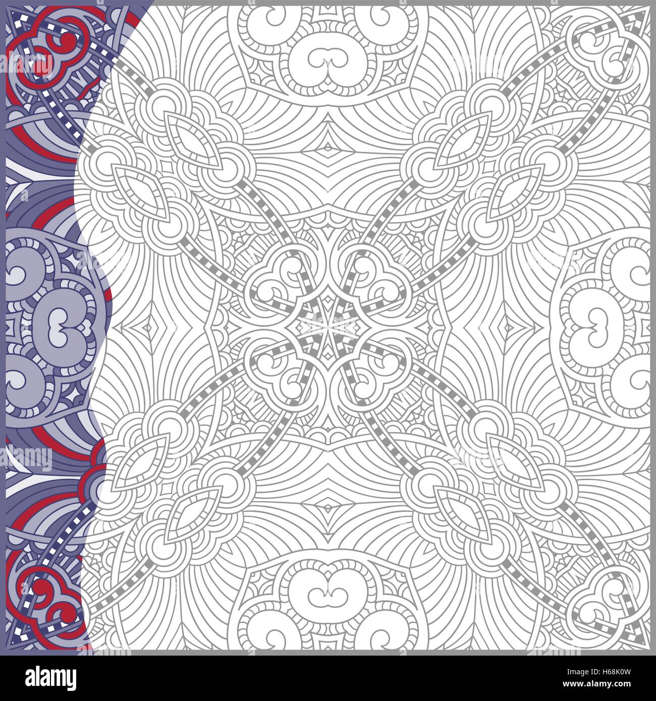 unique coloring book square page for adults - floral authentic c Stock ...