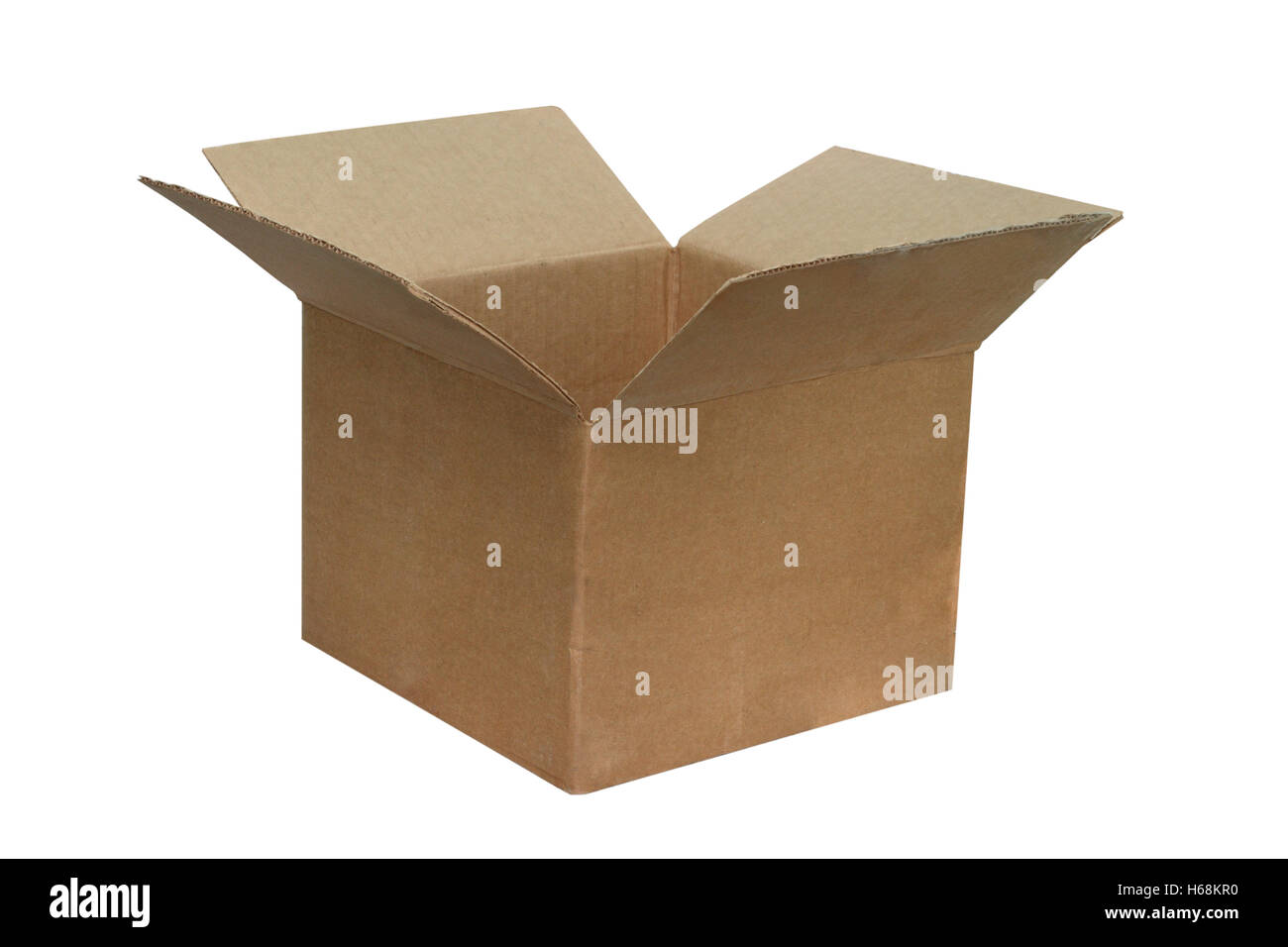 The open cardboard box is isolated on a white background Stock Photo ...
