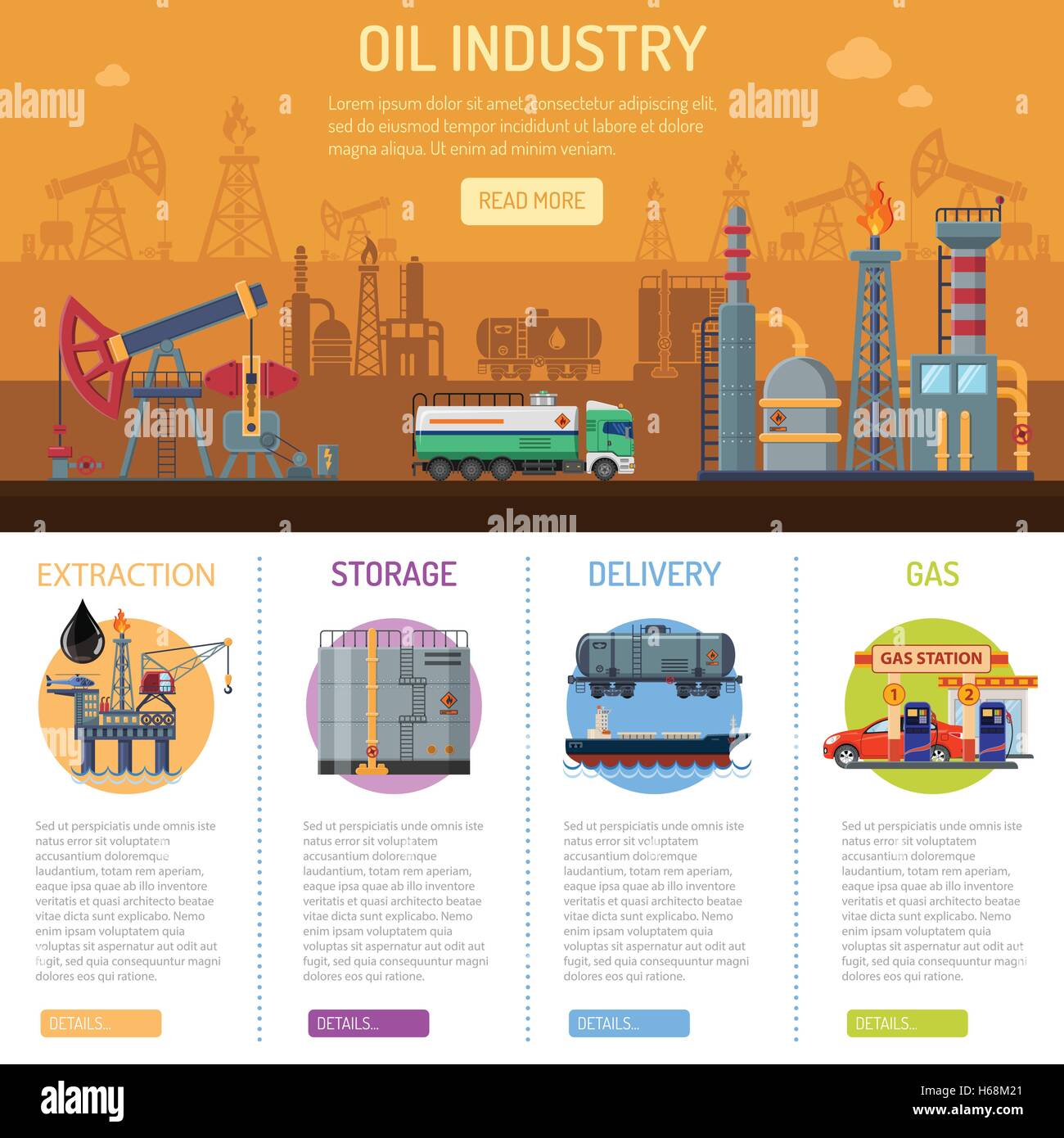Oil refinery infographics set hi-res stock photography and images - Alamy