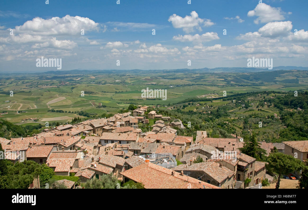 In the ancient walled town of Montalcino in Tuscany, Italy Stock Photo ...