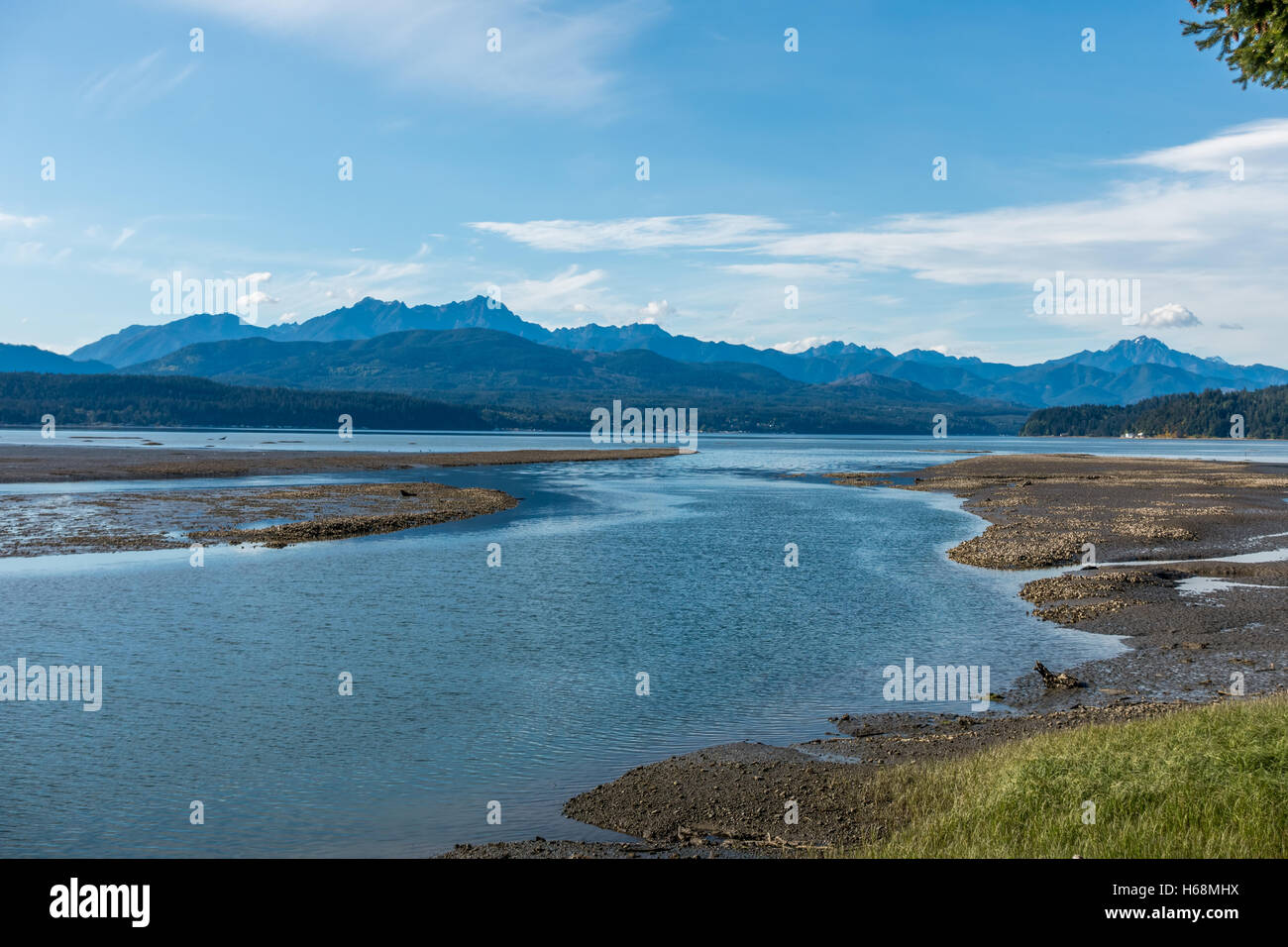 A view looking north from the south end of Hood Canal in Washington ...