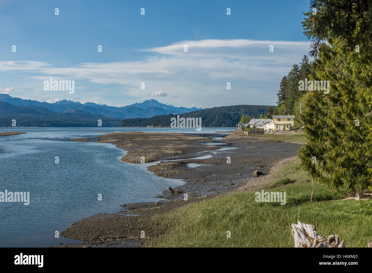 A view looking north from the south end of Hood Canal in Washington ...