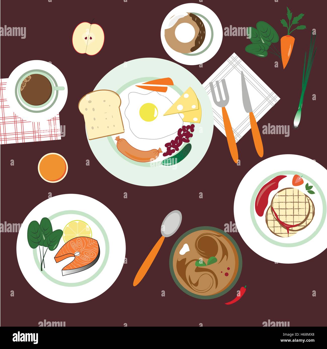 food in flat illustration style. Top view Stock Vector Image & Art - Alamy