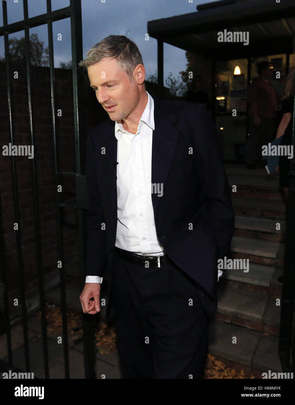 Zac Goldsmith arriving at Barnes Primary School in south London, after ...