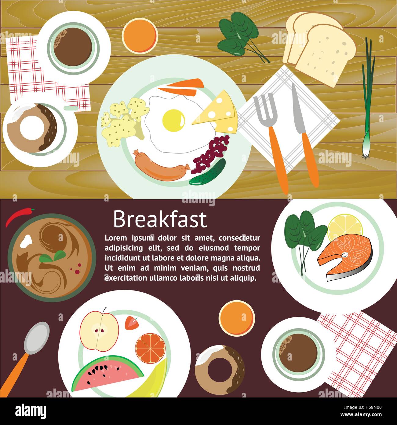 food in flat illustration style. Top view Stock Vector Image & Art - Alamy