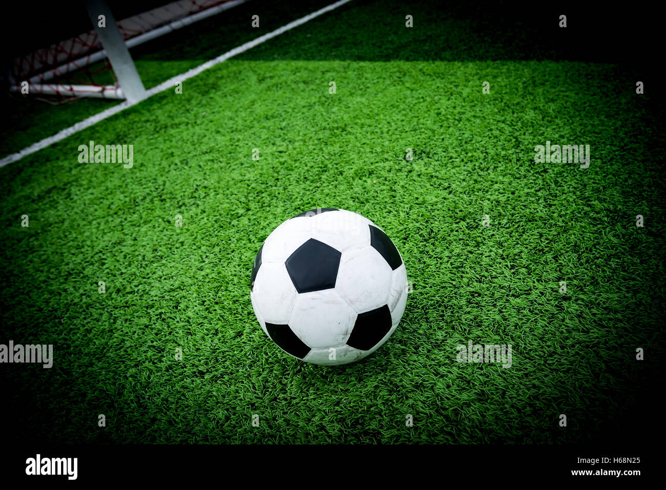 Soccer ball and soccer goal Stock Photo - Alamy