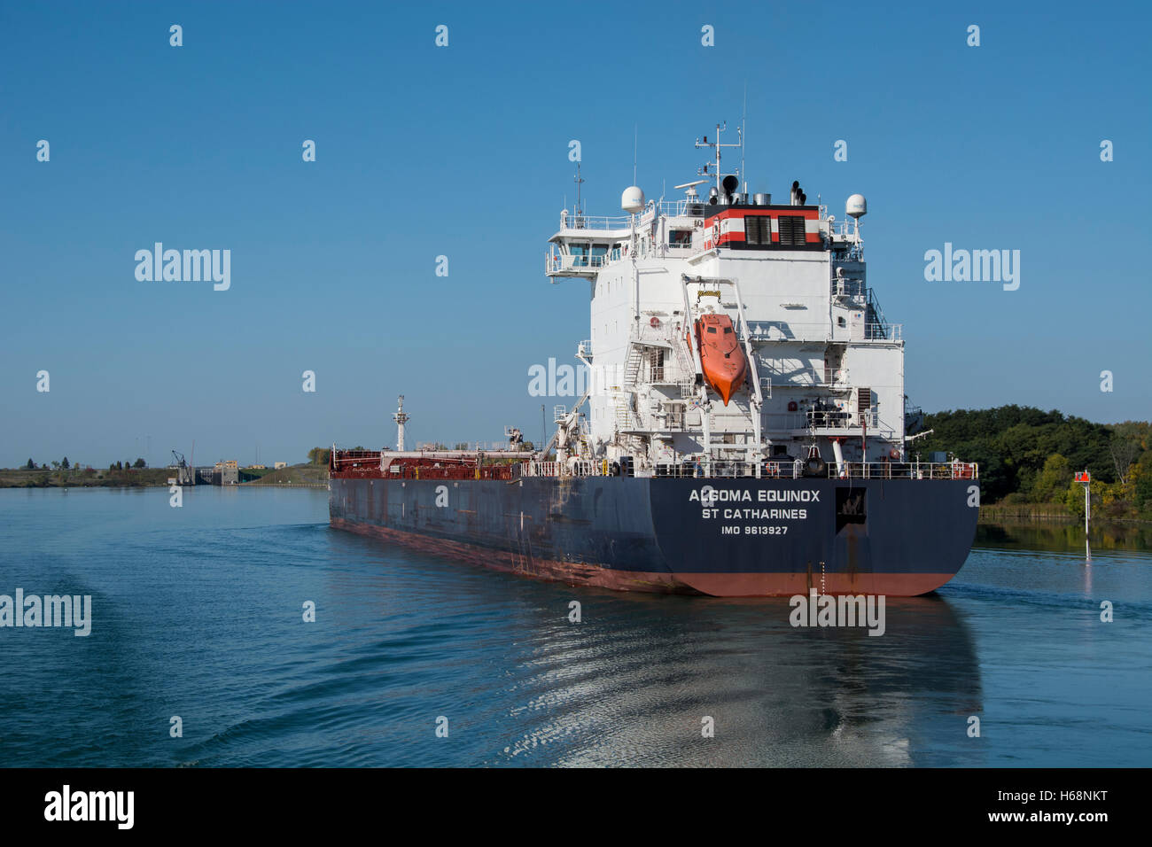 USA & Canada border. Saint Lawrence Seaway, a system of locks, canals ...