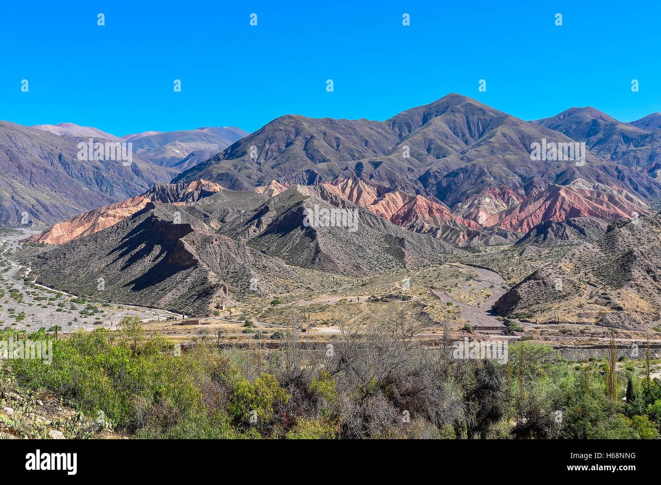 View of the Quebrada de Humahuaca near Tilcara in Argentina Stock Photo ...