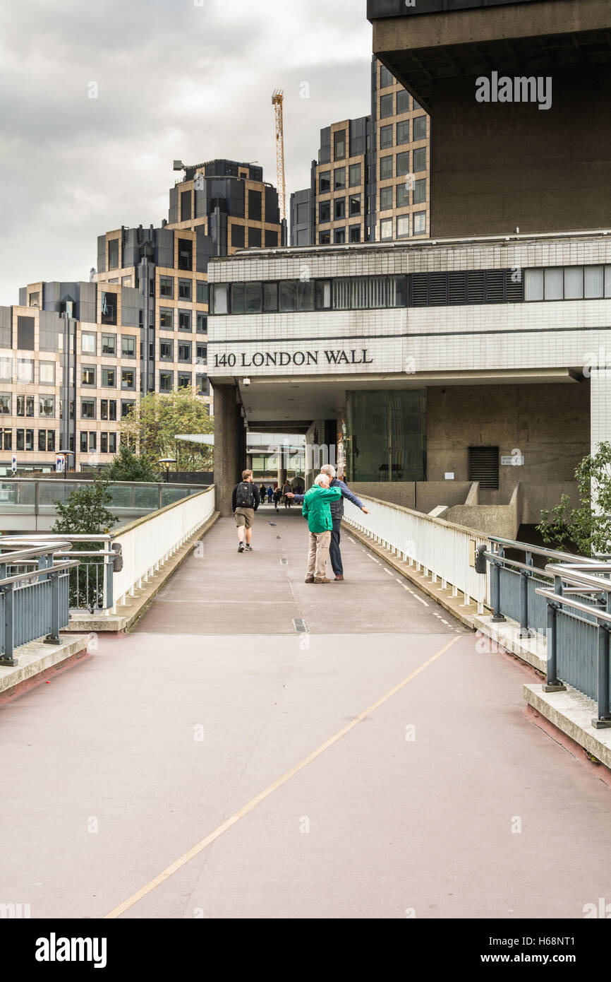 The high walkway along the London Wall close to the Museum of London ...