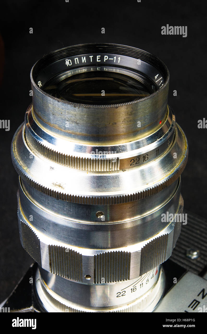 DONETSK, UKRAINE - May 07, 2016: old soviet film SLR camera Zenit - B ...