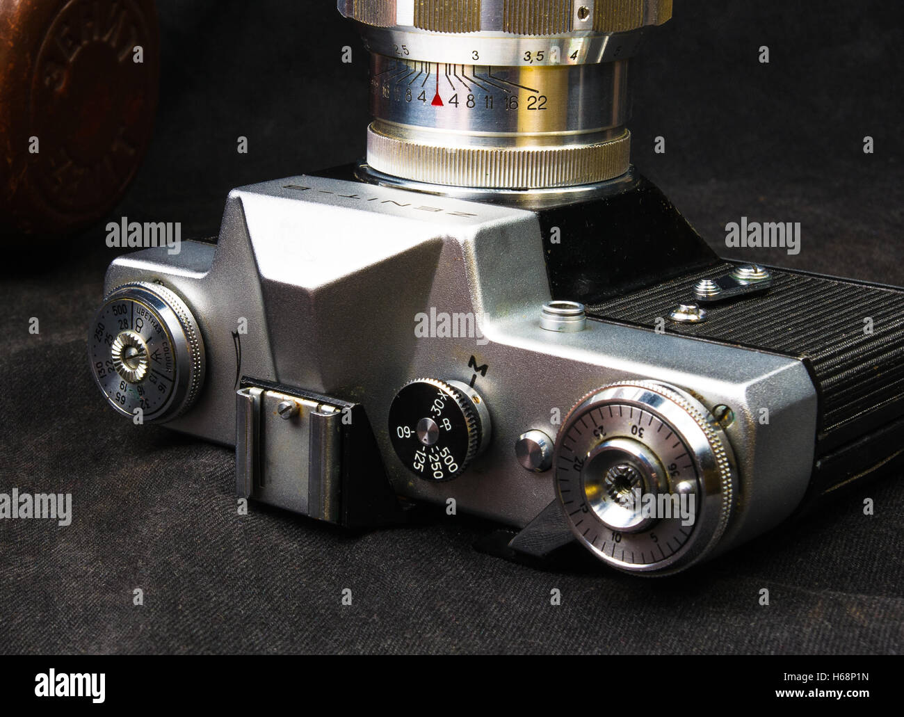 DONETSK, UKRAINE - May 07, 2016: old soviet film SLR camera Zenit - B ...