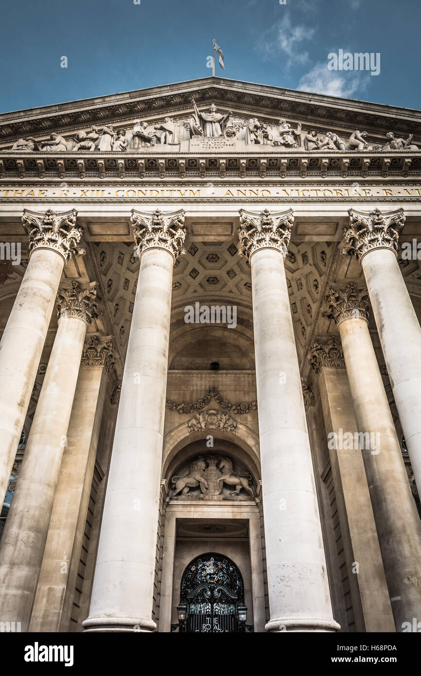 Exterior facade of The Royal Exchange in the City of London, England ...
