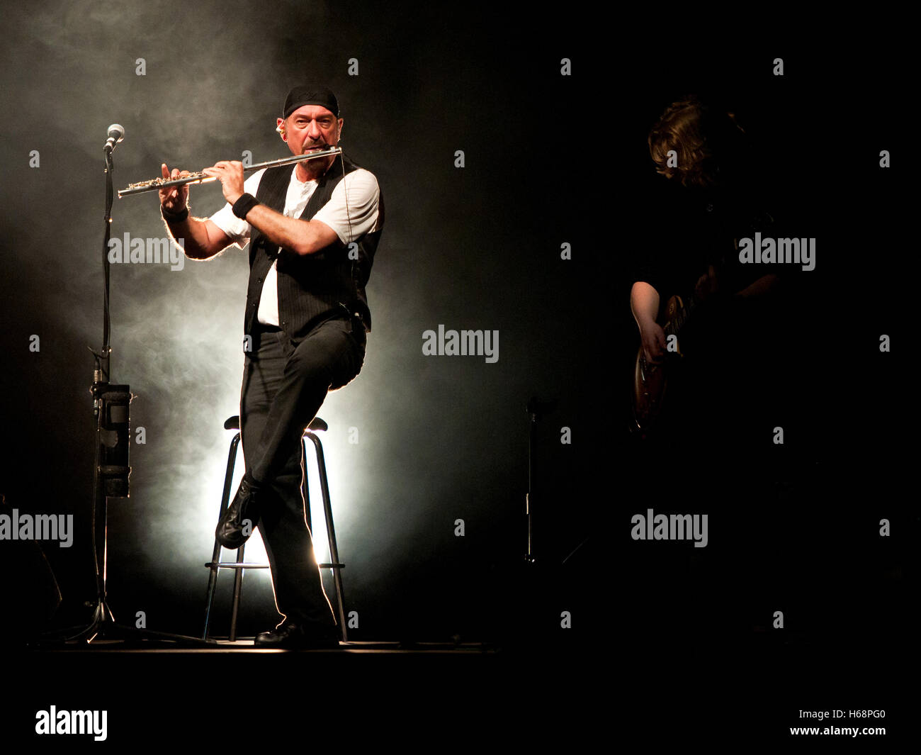 Ian Anderson of Jethro Tull famous rock band performs a live concert on ...