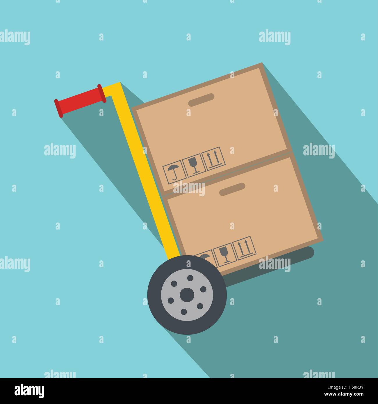 Yellow hand cart with cardboard boxes Stock Vector Image & Art - Alamy