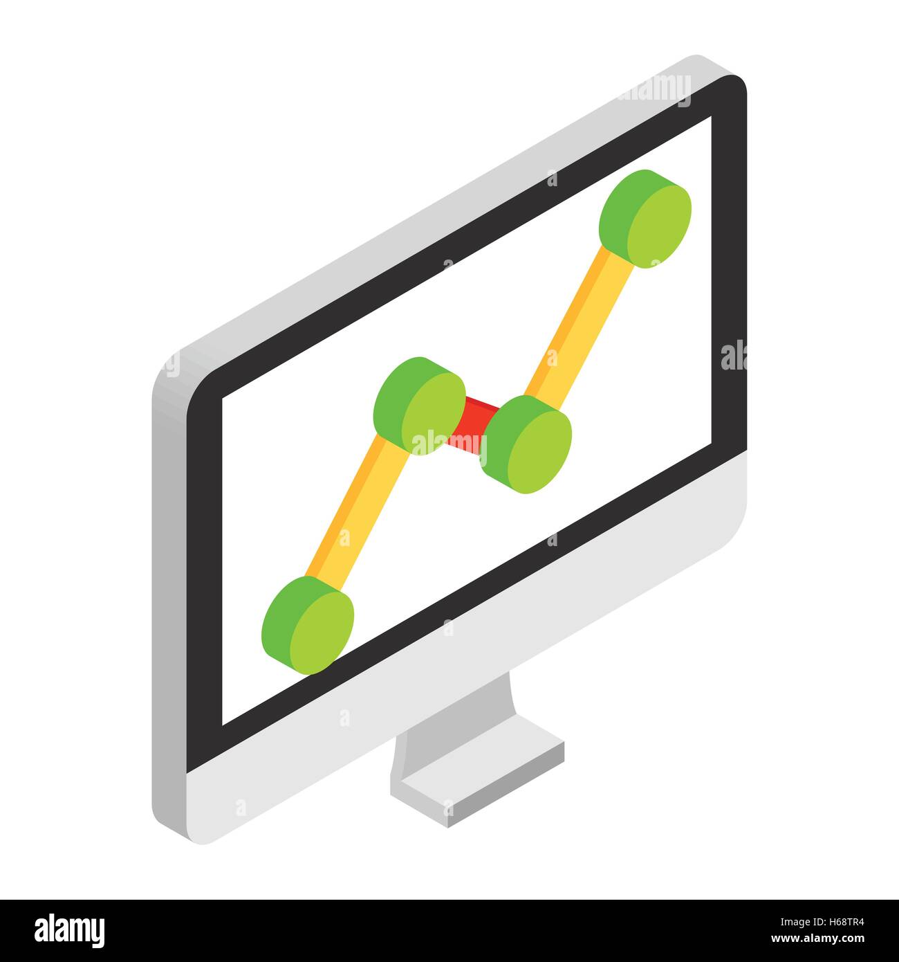 Graph on the computer monitor isometric 3d icon Stock Vector Image ...