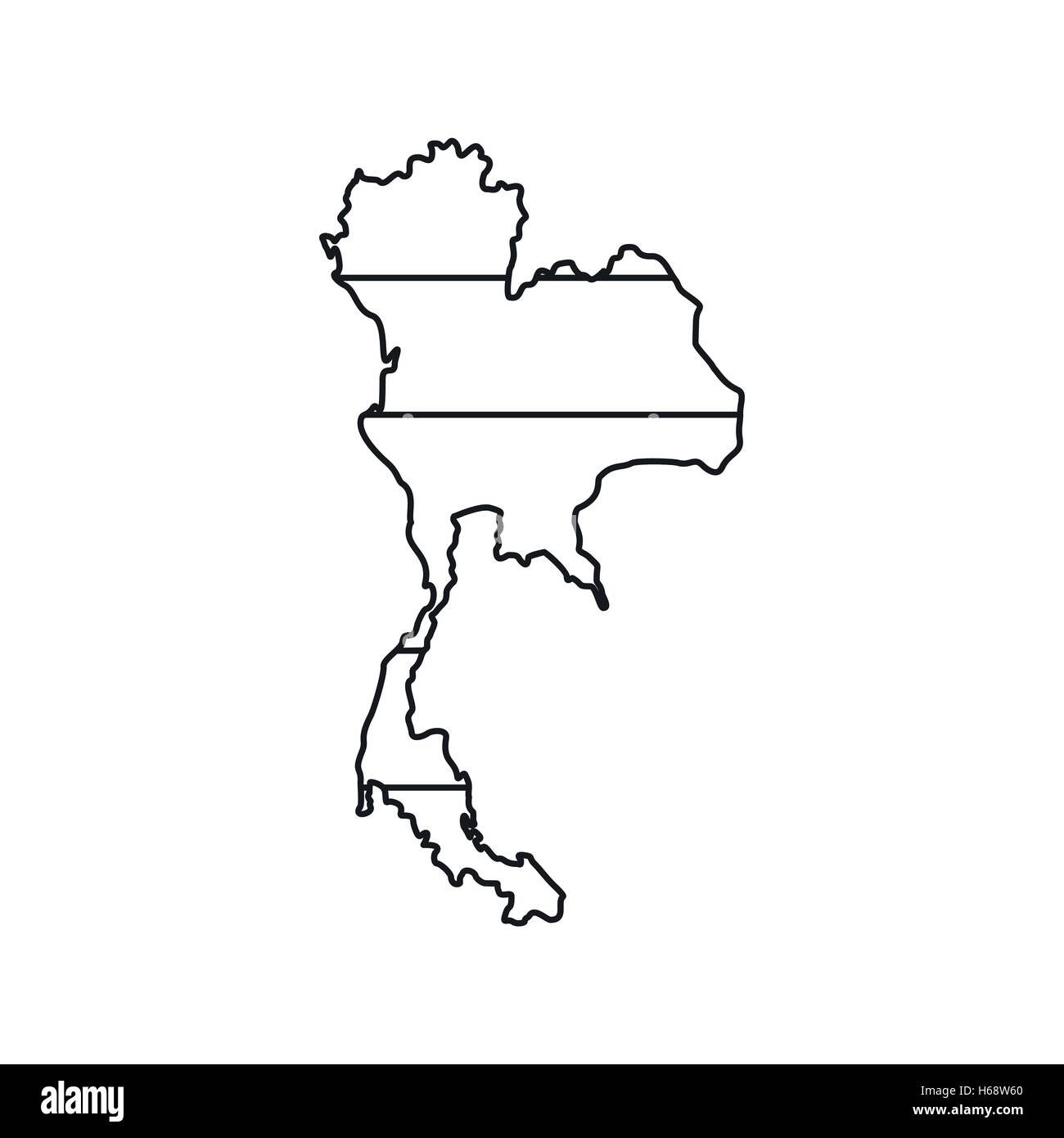 Blackline map of thailand