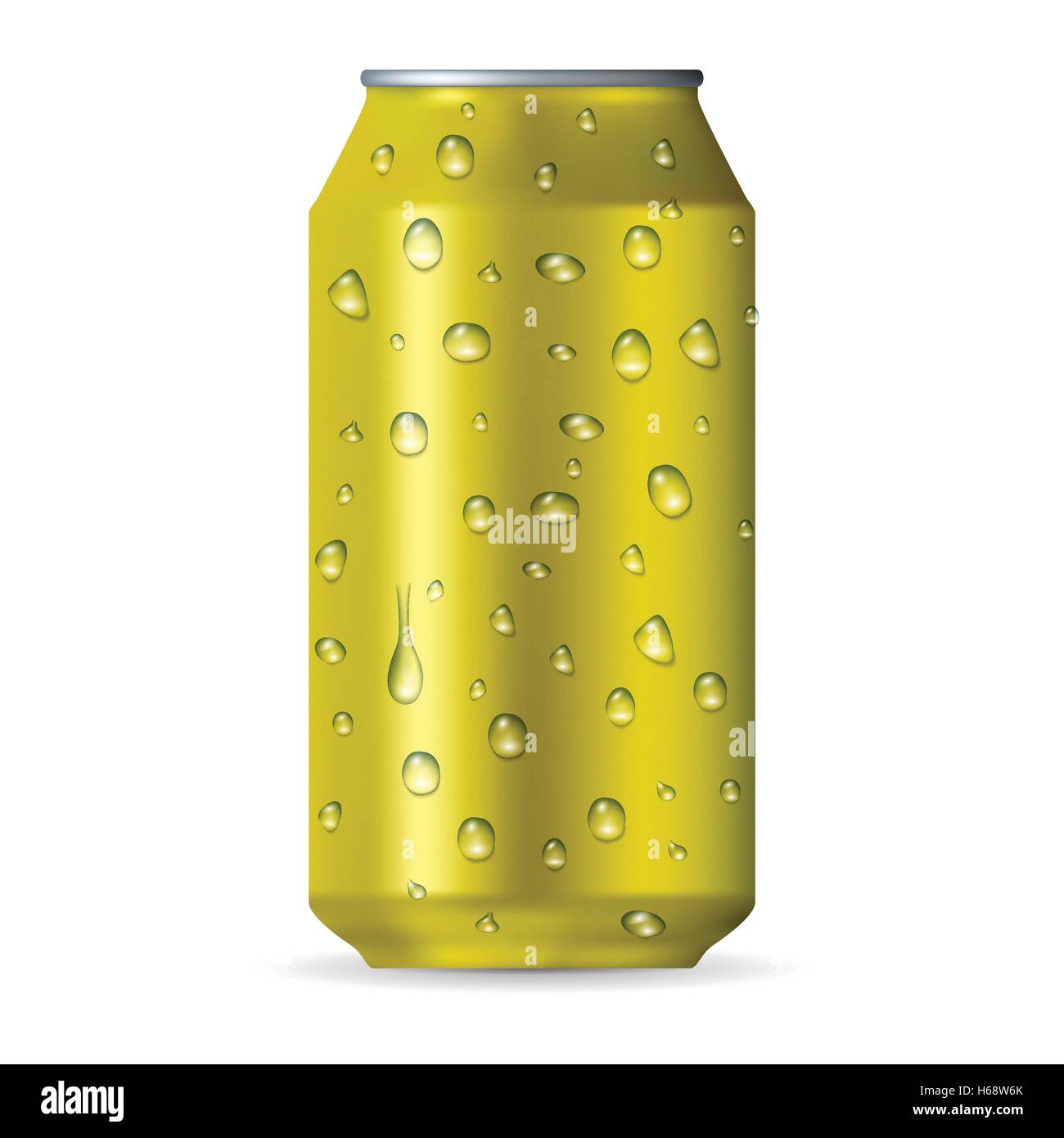 Realistic yellow aluminum can with drops Stock Vector Image & Art - Alamy