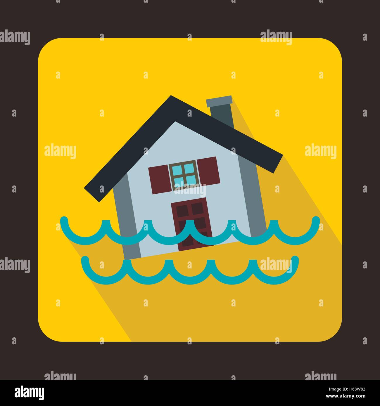 House sinking in a water icon, flat style Stock Vector Image & Art - Alamy