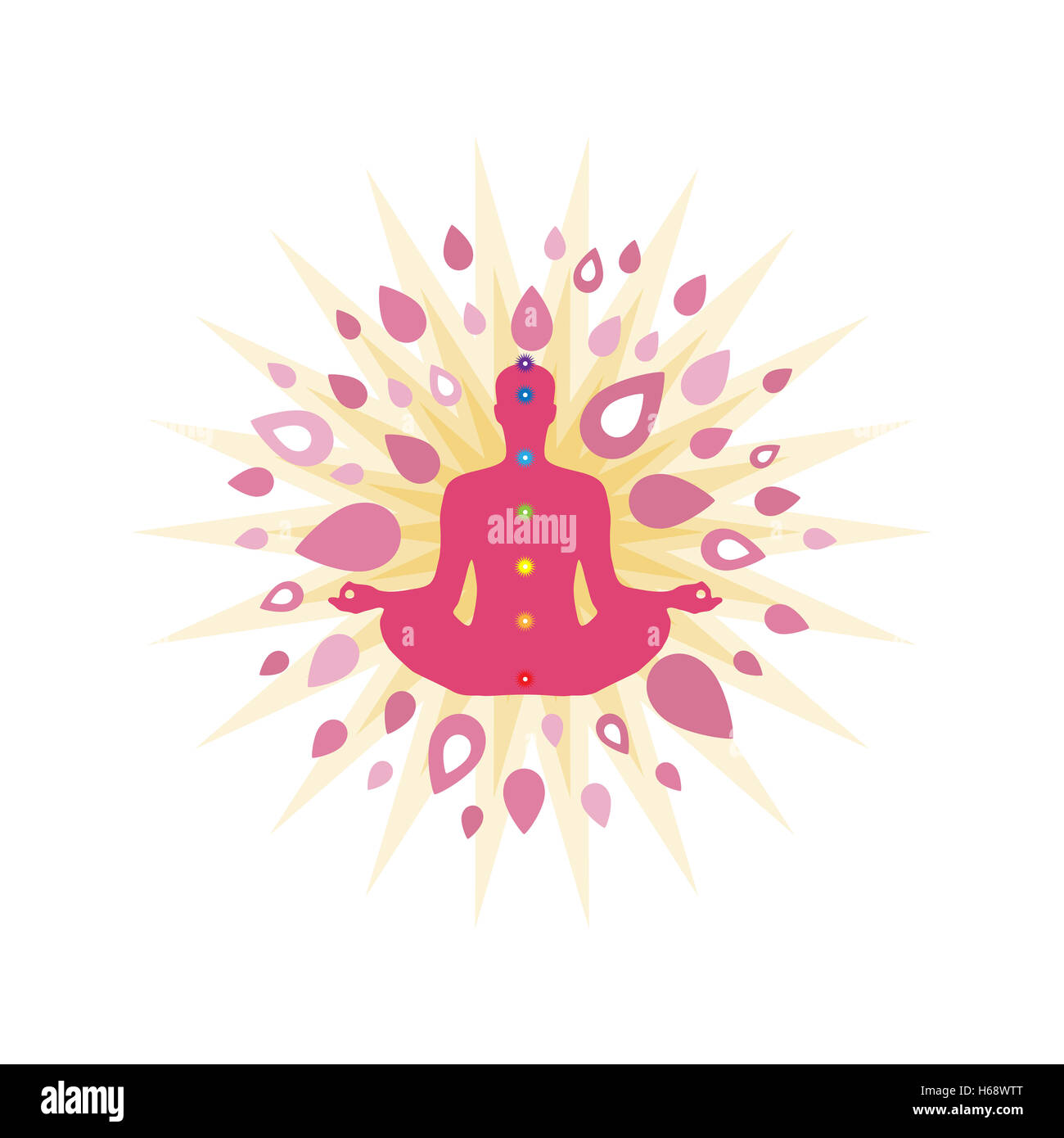 Meditation symbol with chakras and ornaments Stock Photo - Alamy