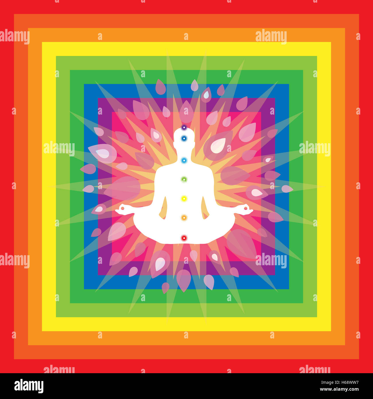 Meditation symbol with chakras and ornaments Stock Photo - Alamy