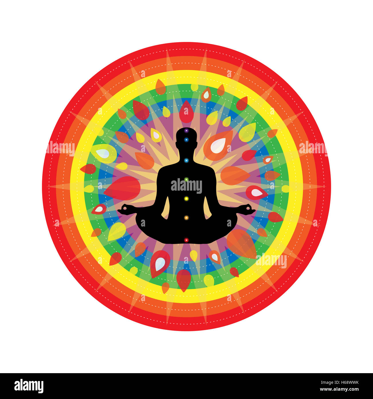 Meditation symbol with chakras and ornaments Stock Photo - Alamy