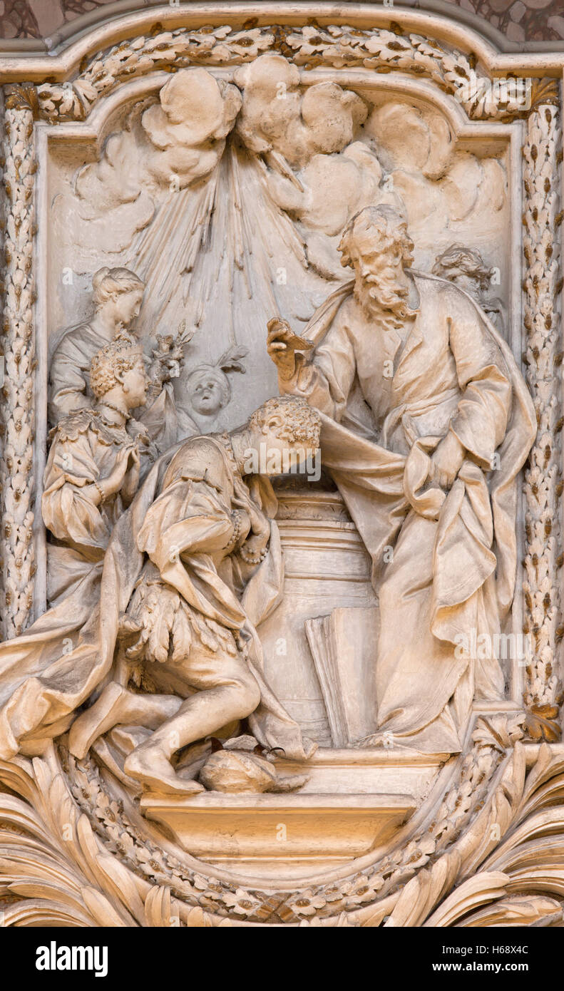 Rome - The relief of The Baptism of the Eunuch from life of St. Philip ...