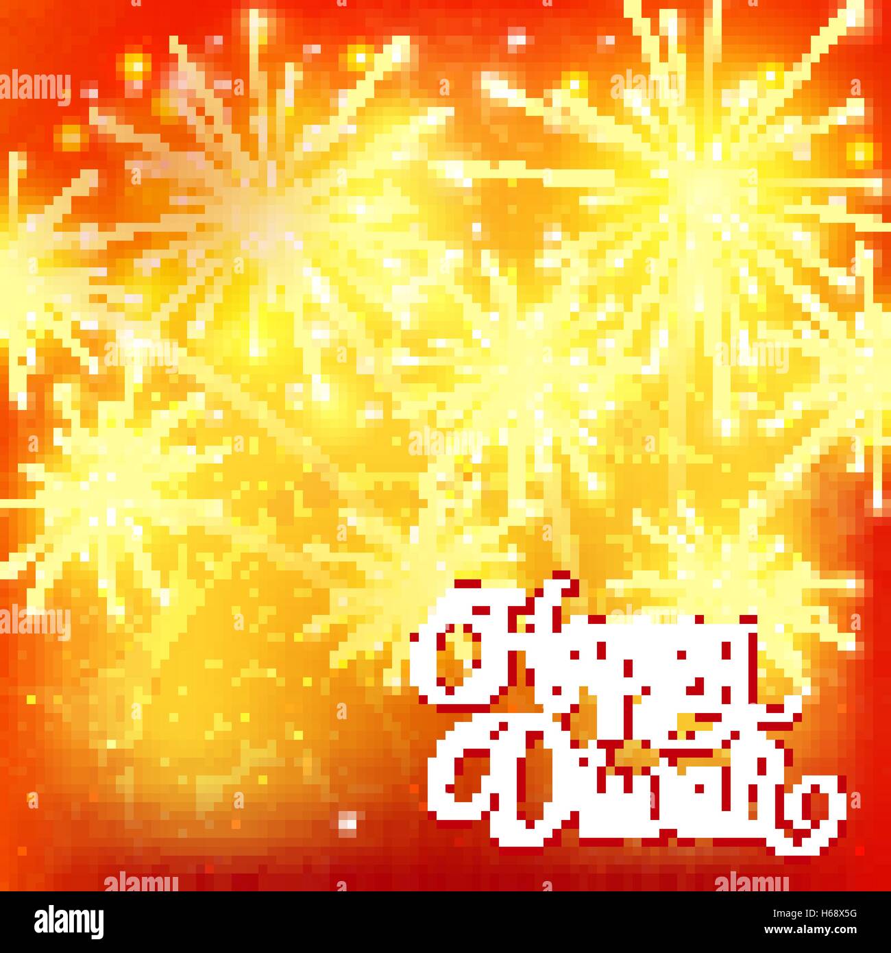 Happy Diwali festival of lights. Fireworks on orange ornamental ...