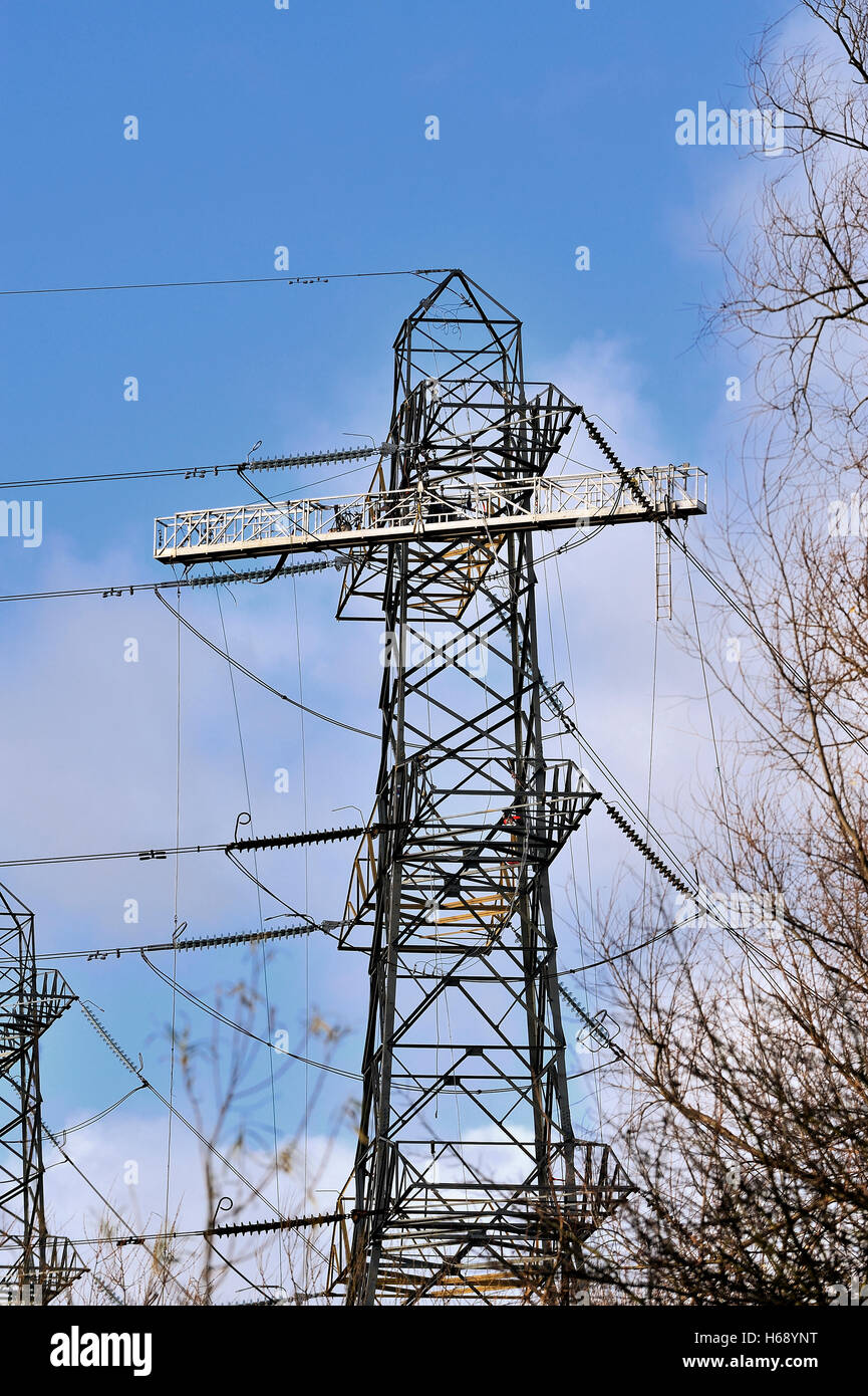Pylon undergoing repair work Stock Photo - Alamy