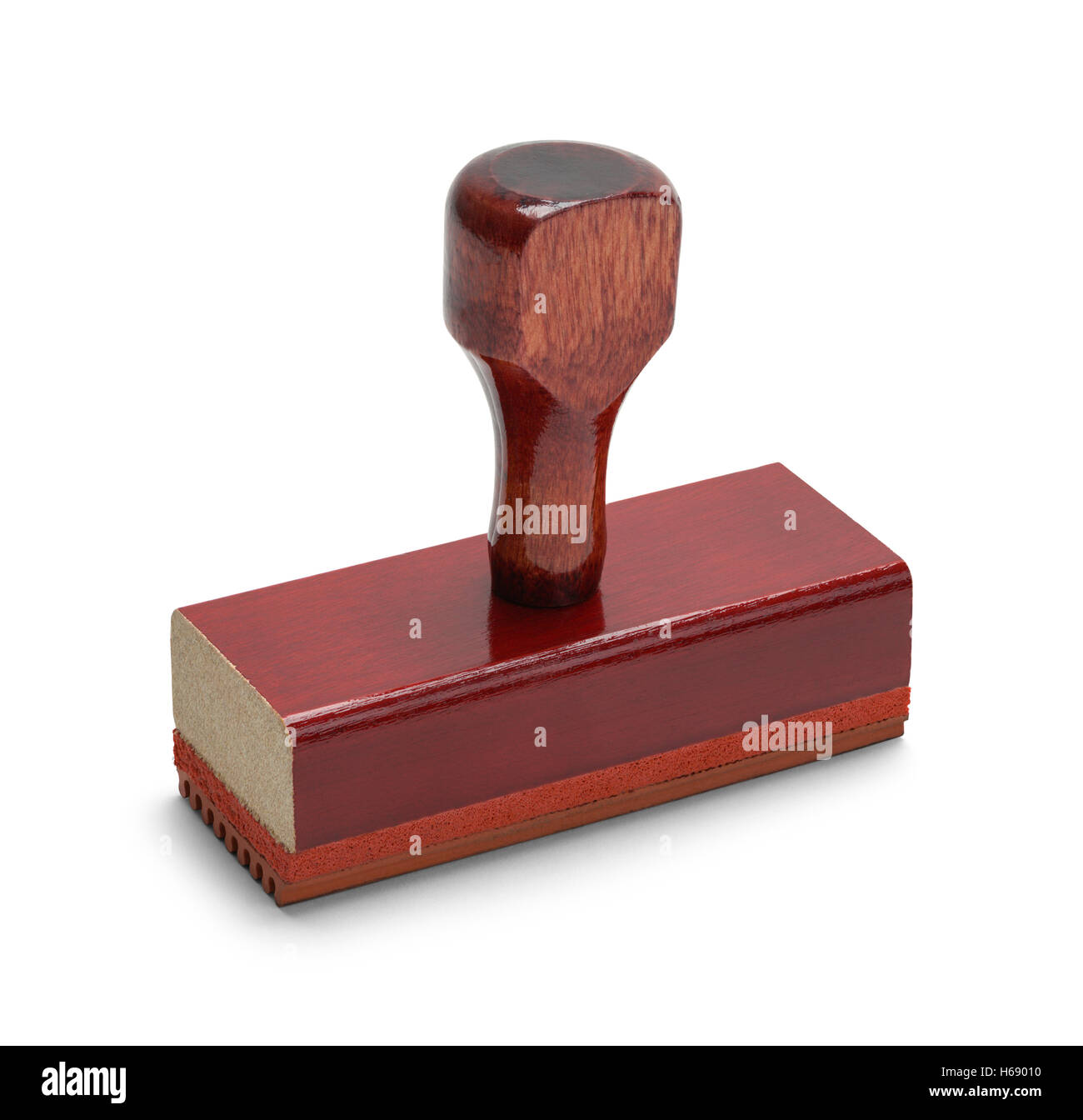 Wood Office Rubber Stamper with Copy Space Isolated on White Background ...