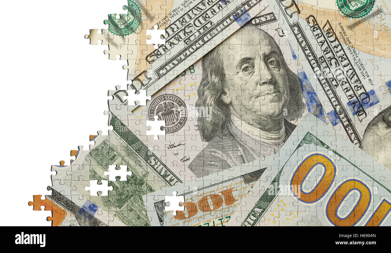 100 dollar bill puzzle hi-res stock photography and images - Alamy
