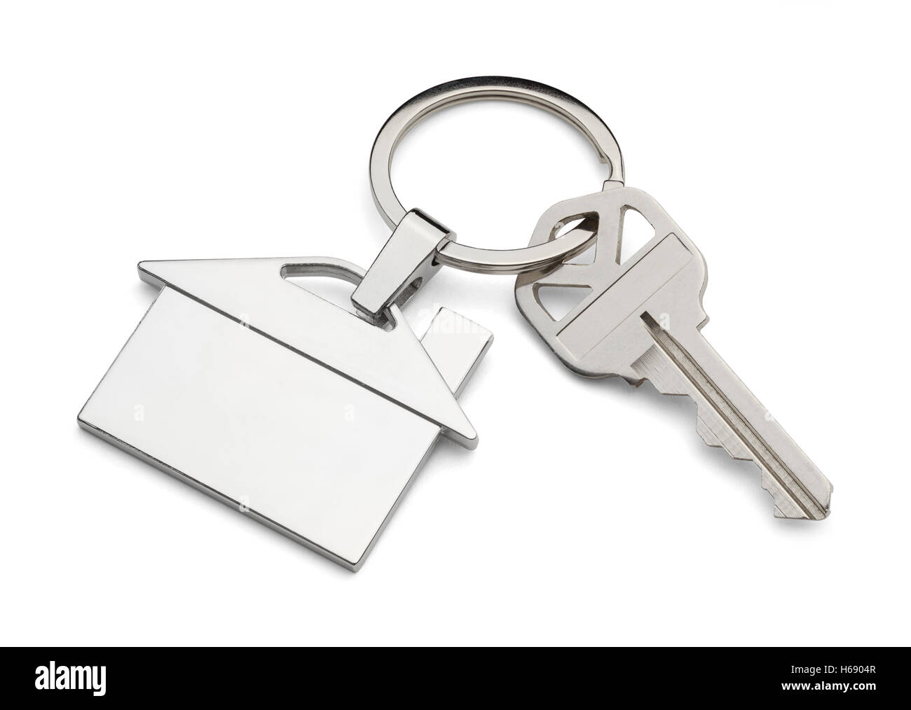 House Key and Key Chain Isolated on White Background Stock Photo - Alamy