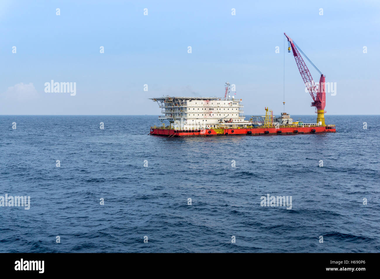 construction barge at oilfield Stock Photo - Alamy