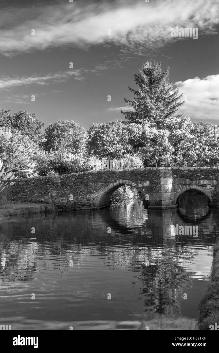 Black and White image of Lerryn Bridge, Cornwall Stock Photo - Alamy