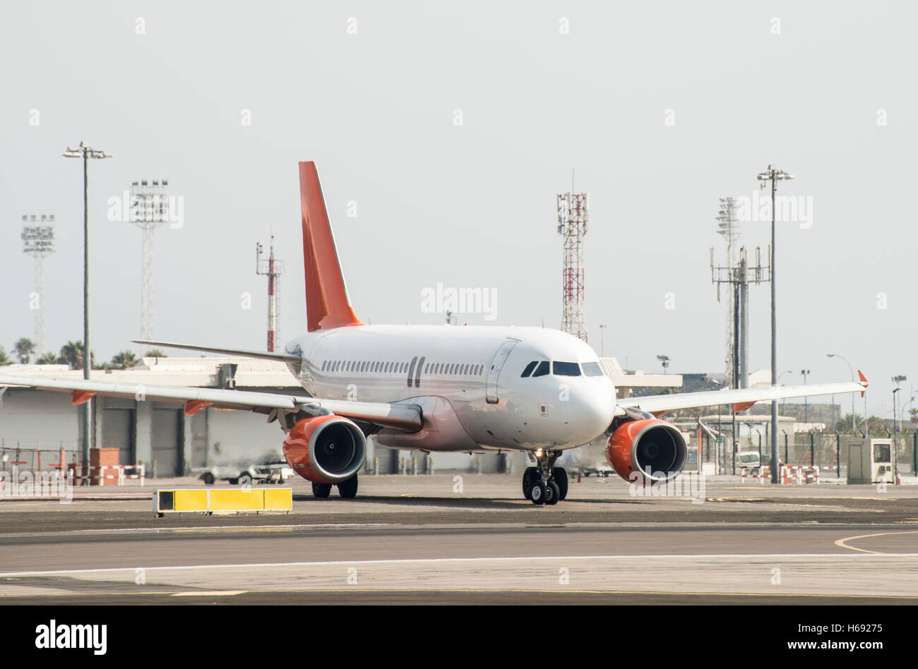 Plane before takeoff. Close up plane on the runway Stock Photo - Alamy