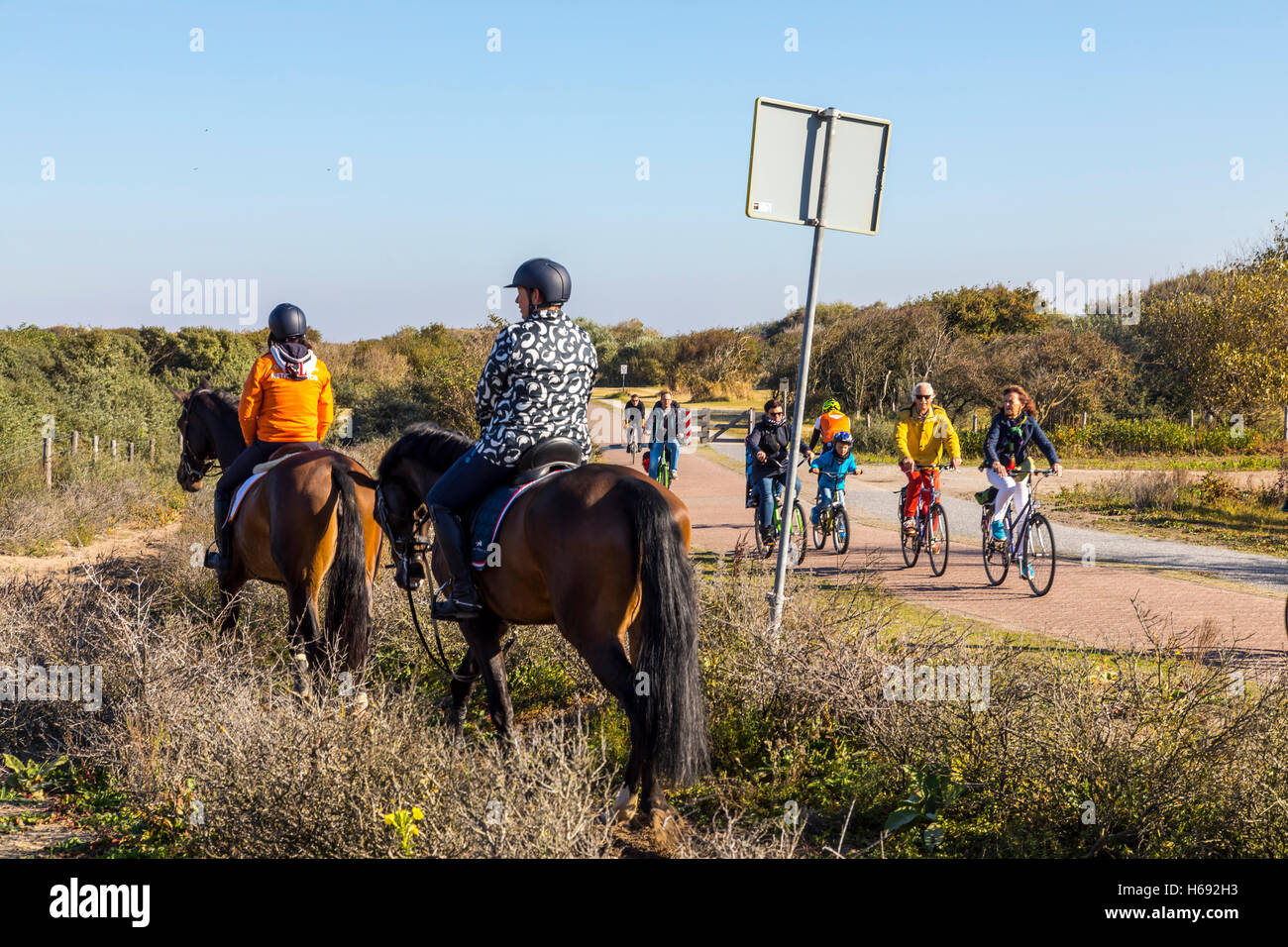 Scheveningen, The Hague, Netherlands, bicycle path, path for riders in ...