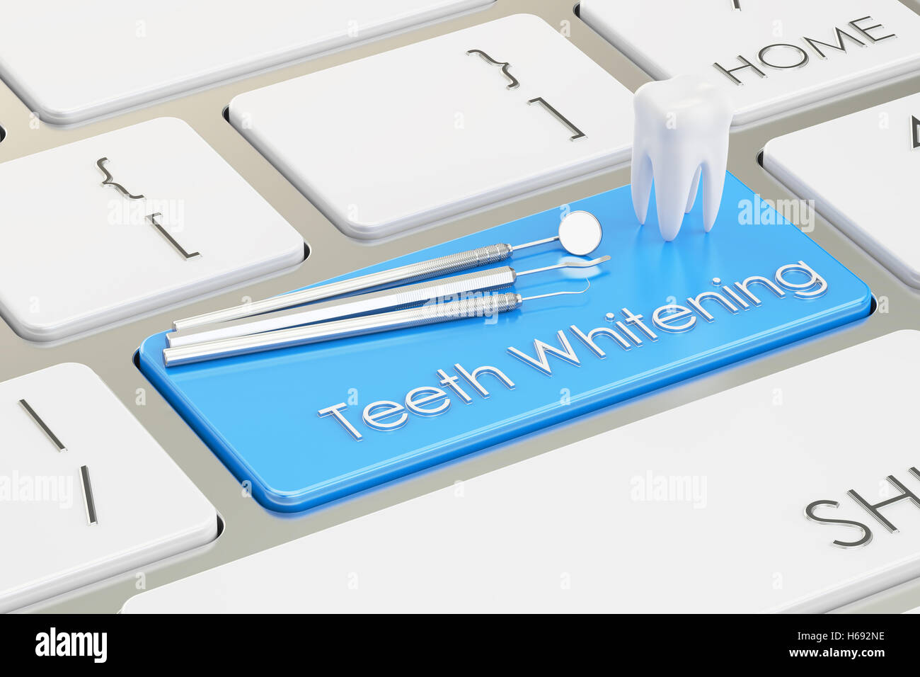 Dentistry concept, teeth whitening on the keyboard, 3D rendering Stock ...