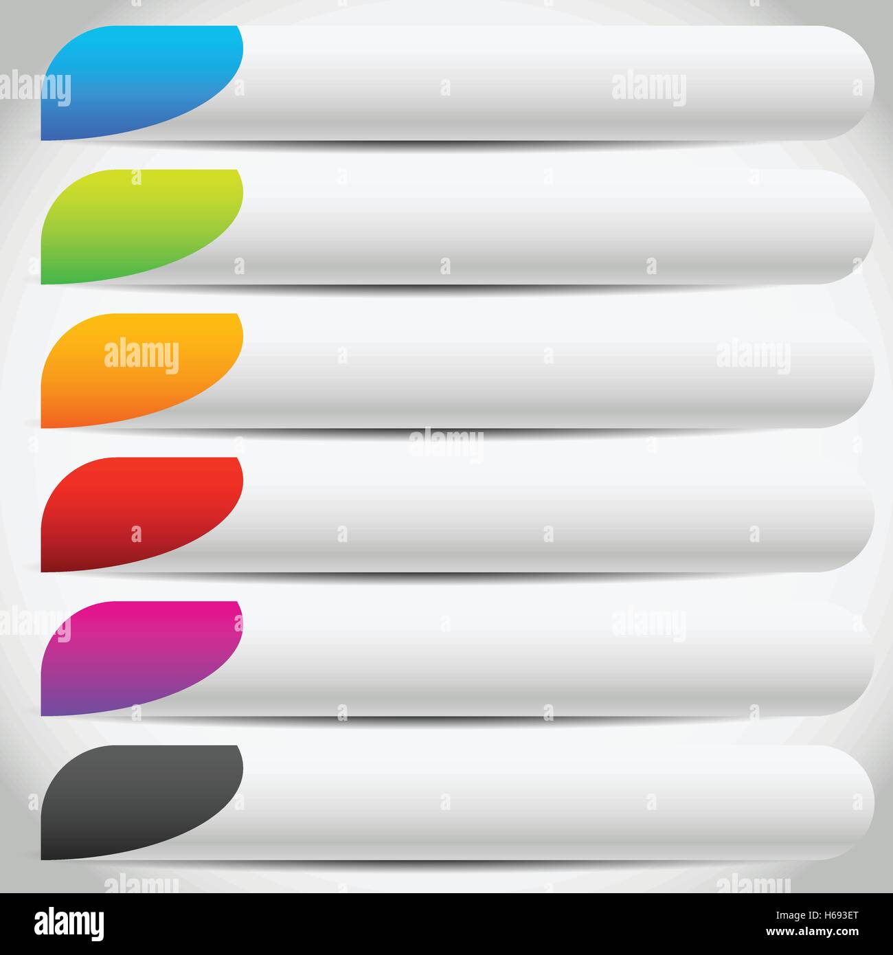 Colorful buttons, banners with side tabs. Empty button backgrounds ...